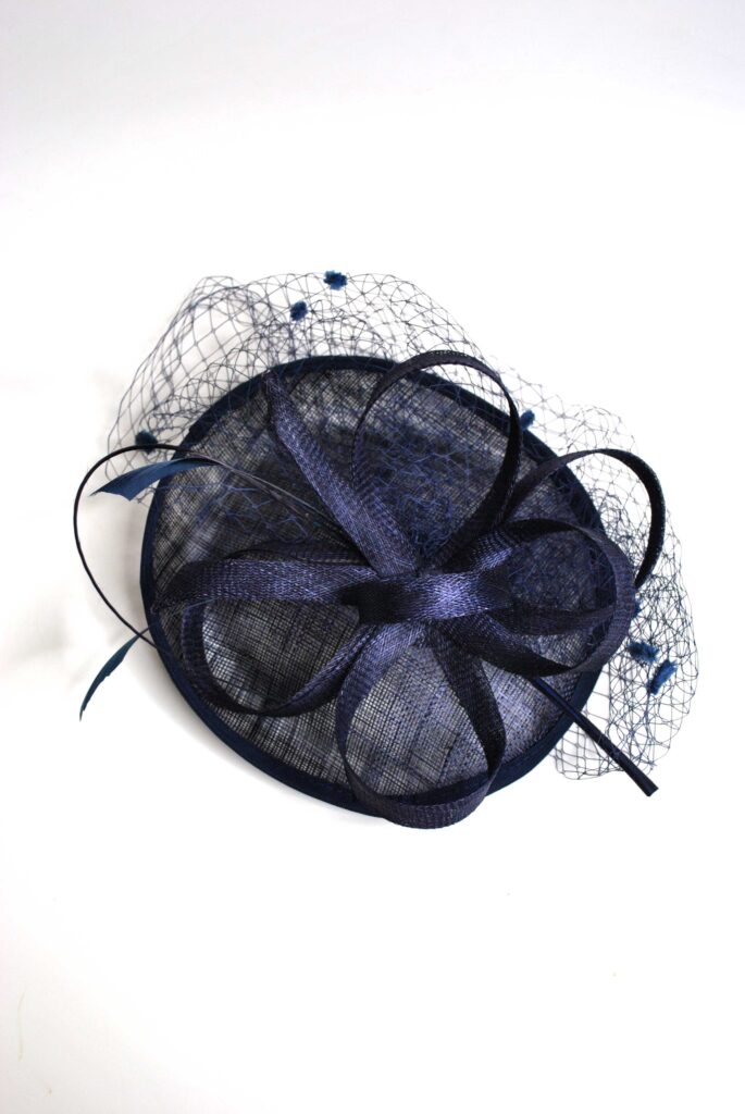 Tocado azul marino redecilla topos - El joyero de Miriam